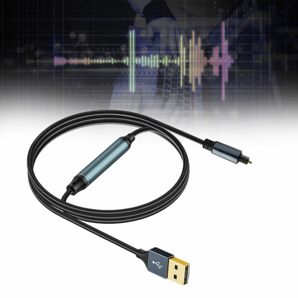 USB A к SPDIF оптический звуковой адаптер, преобразователь для ноутбука, цифровой, 1.2m