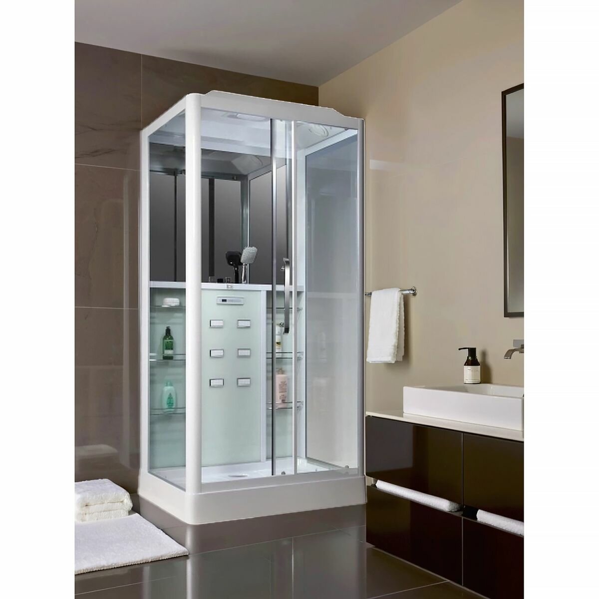 Душевая кабина с низким поддоном CS 127 R 120*100*235 правосторонняя, прозрачное стекло 6 мм, профиль белый