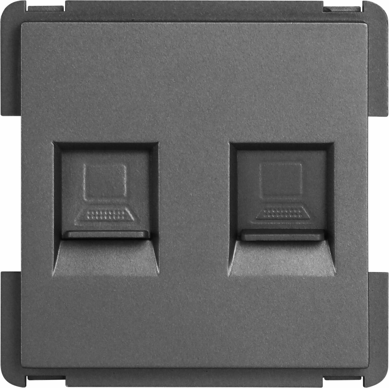 Механизм розетки интернет RJ-45, DualCat5E, цвет серый