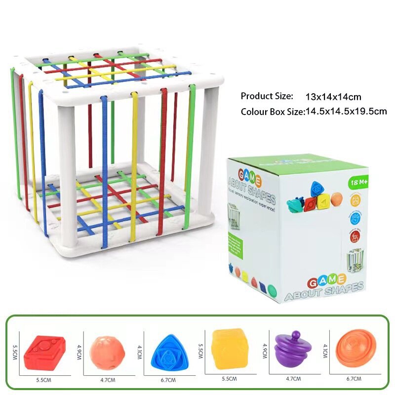 Baby colorful shape sorting toy elastic bands sensory educational