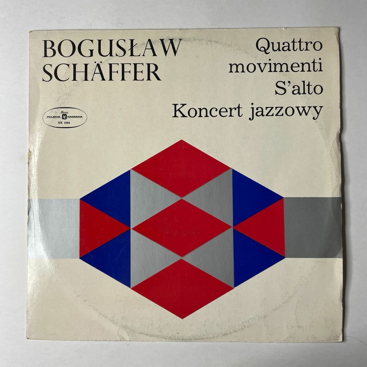 Винтажная виниловая пластинка LP Boguslaw Schaffer Quattro Movimenti, S'Alto, Koncert Jazzowy (Польша 1978)