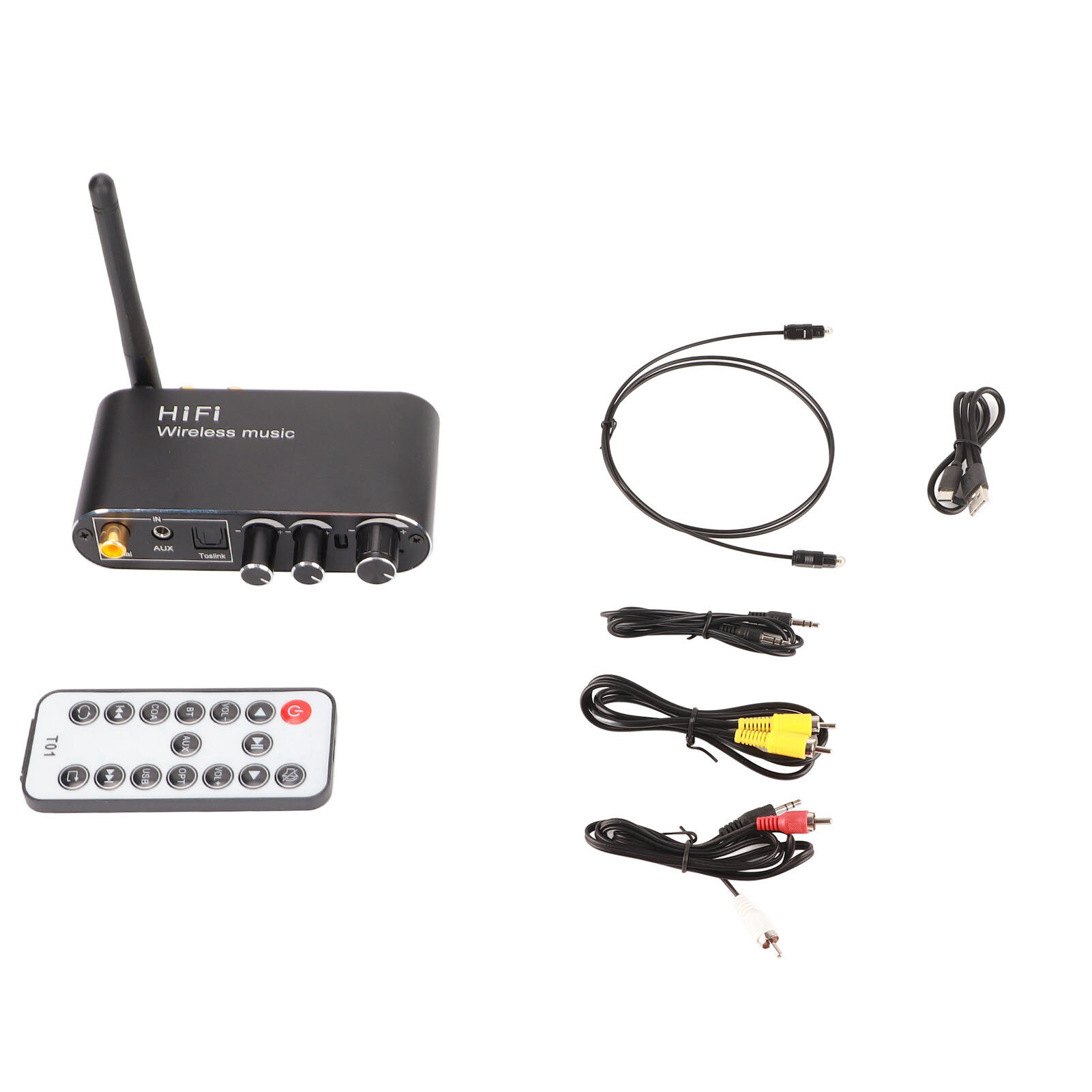 Bluetooth Digital to Analog Converter 2 Devices Connect DAC Supports Volume Control Music Switching