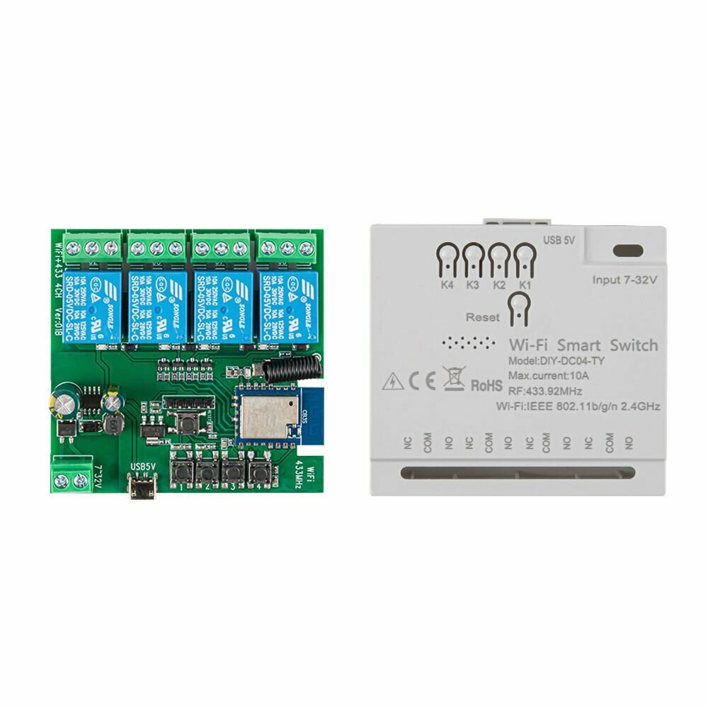 Модуль контроллера включения/выключения электроприборов для умного дома 12 В 5 В, самоблокирующийся с дистанционным управлением через приложение, совместимый с голосовым управлением Amazon Alexa