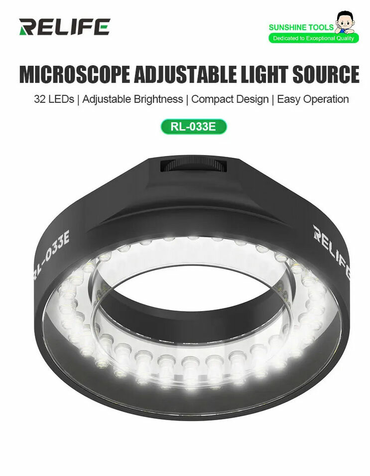 Кольцевая лампа для микроскопа RELIFE RL-033E, 32 LED-лампы