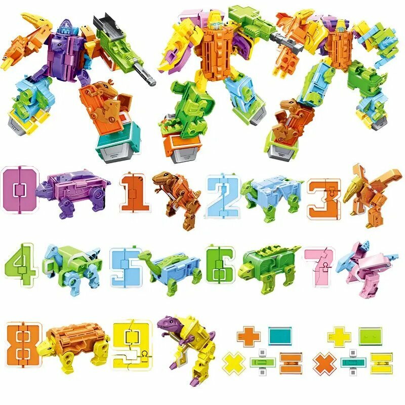 Трансботы цифрозавр / Набор 10 цифр-трансформеров для создания "Динобота"