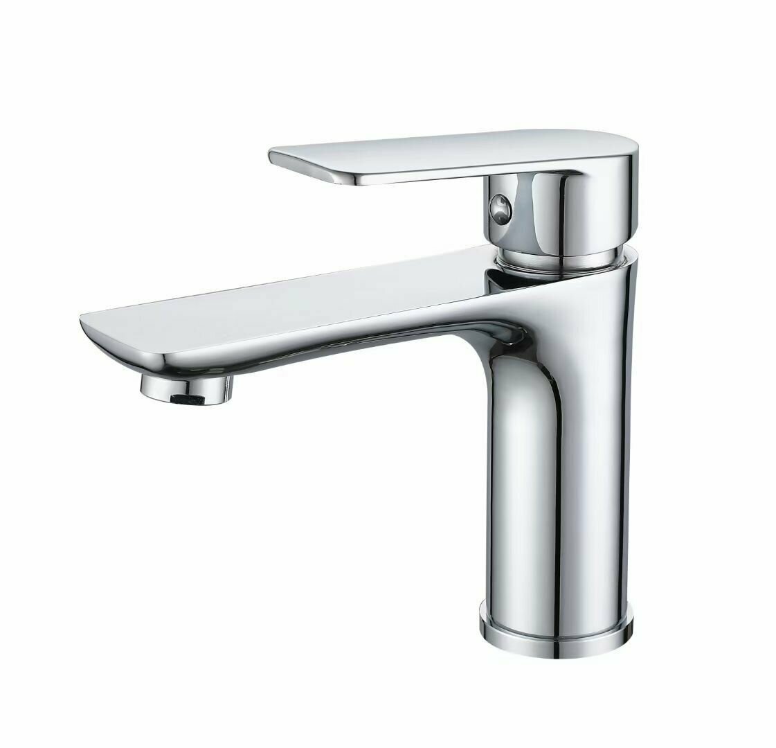 Смеситель для умывальника хром PM4088 однорычажный низкий излив для раковины ванной комнаты санузел компактный