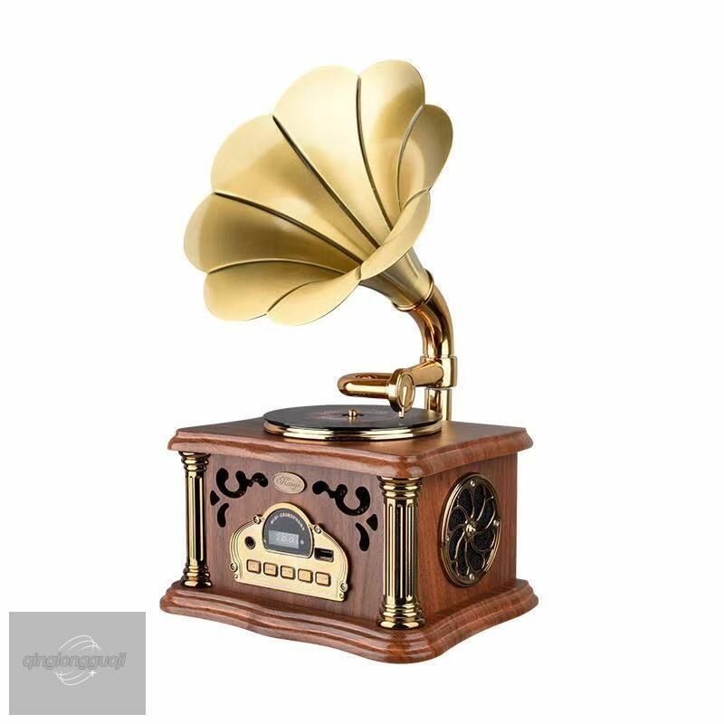 Виниловый проигрыватель TonAudio с Bluetooth и USB-портом, FM-радио, серо-голубой, винтажный граммофон