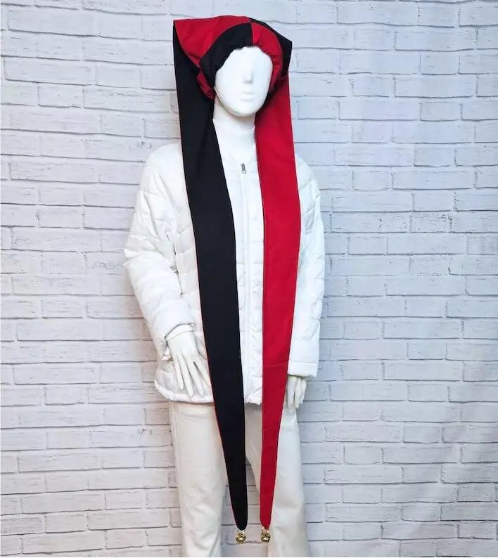 Косплей шут Харлекин шляпа красный черный