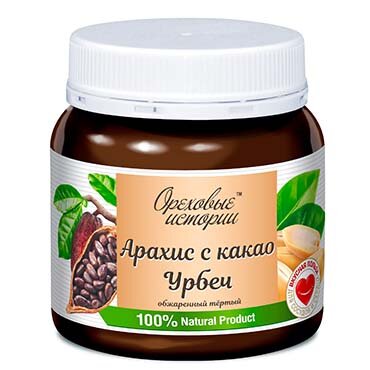 Арахисовая паста с добавлением какао Урбеч Ореховые истории, 300 гр.