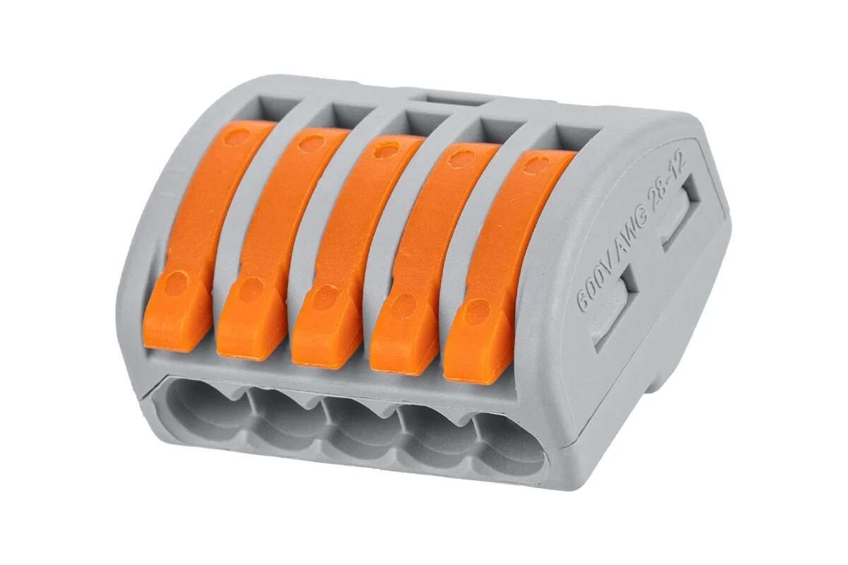 TDM ELECTRIC Соединительные клеммы для проводов тип WAGO (Ваго), 2,5мм2, 5 контактов, в упаковке 50 штук SQ0527-0018