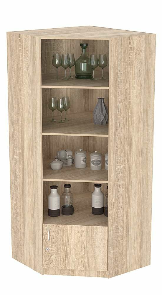 Стеллаж угловой из ДСП серии Эконом №5-5 (торец 500 мм) с дверкой 410 мм, Дуб сонома