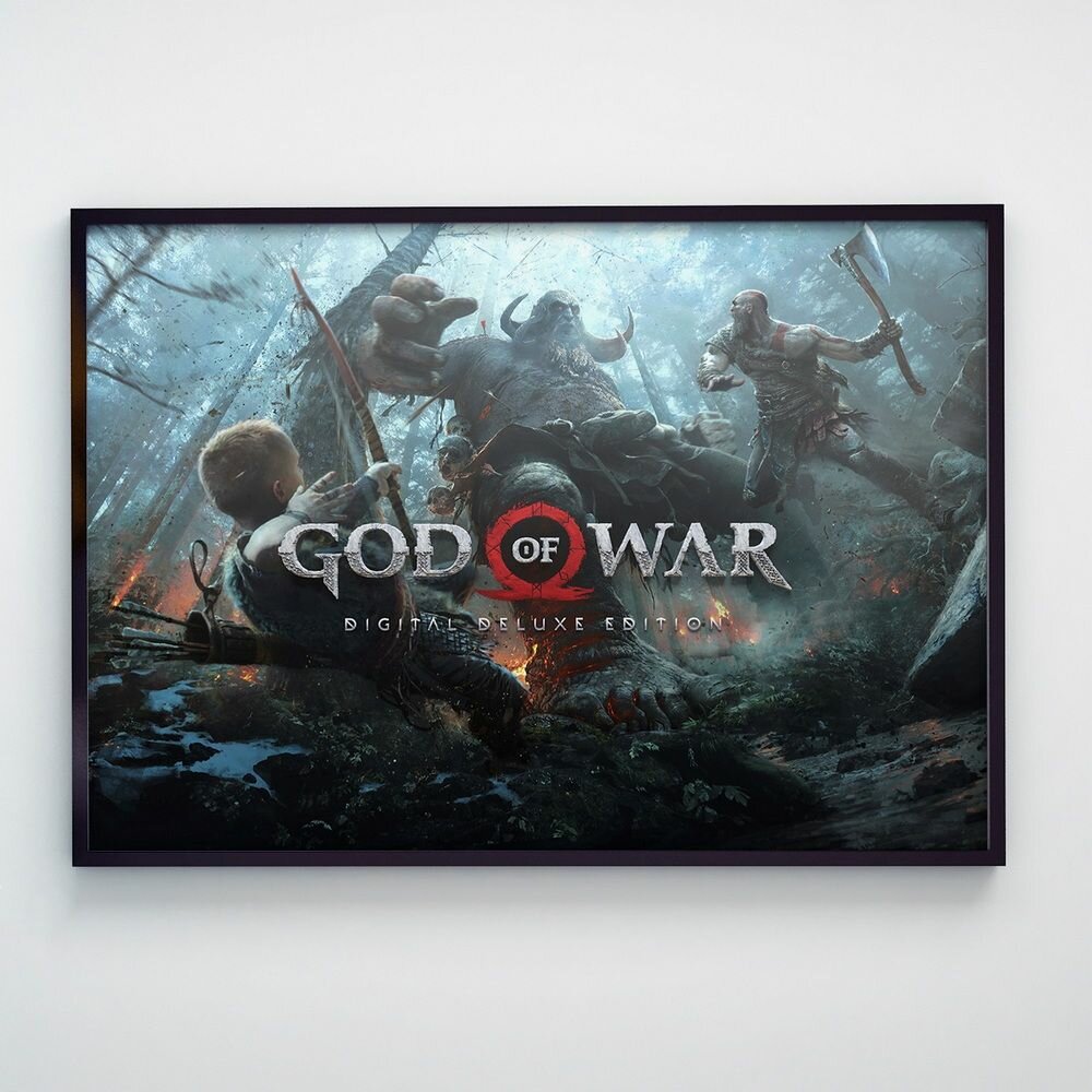 Плакат, постер God of War на холсте, размер 60х84см
