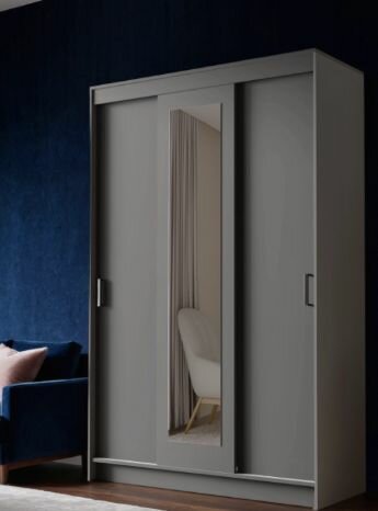 Шкаф-купе Бруно 5 Графит ЛДСП ширина 131 см с полками и штангами в гостиную и спальню напольный