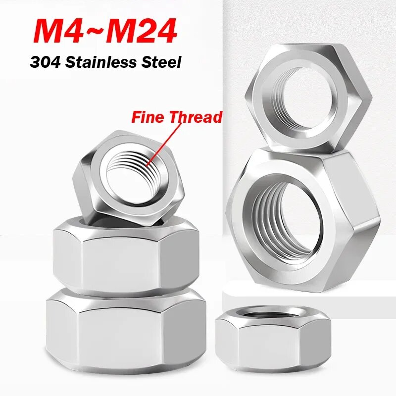 Шестигранные гайки DIN934 из нержавеющей стали 304 M14x1.0mm-1pcs