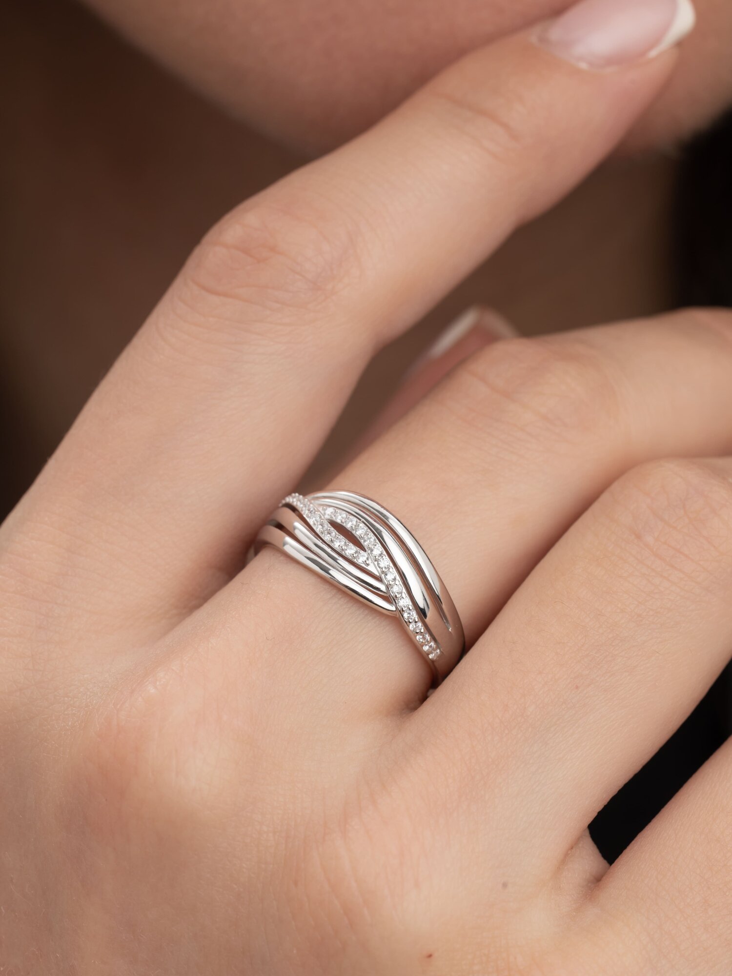 Печатка, серебро, 925 проба, родирование, фианит