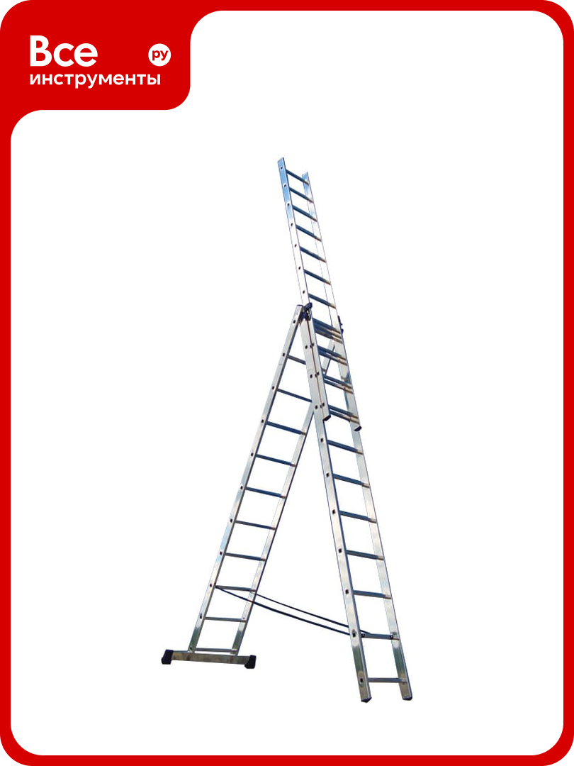 Трехсекционная, универсальная, алюминиевая лестница РемоКолор 6 ступеней-006