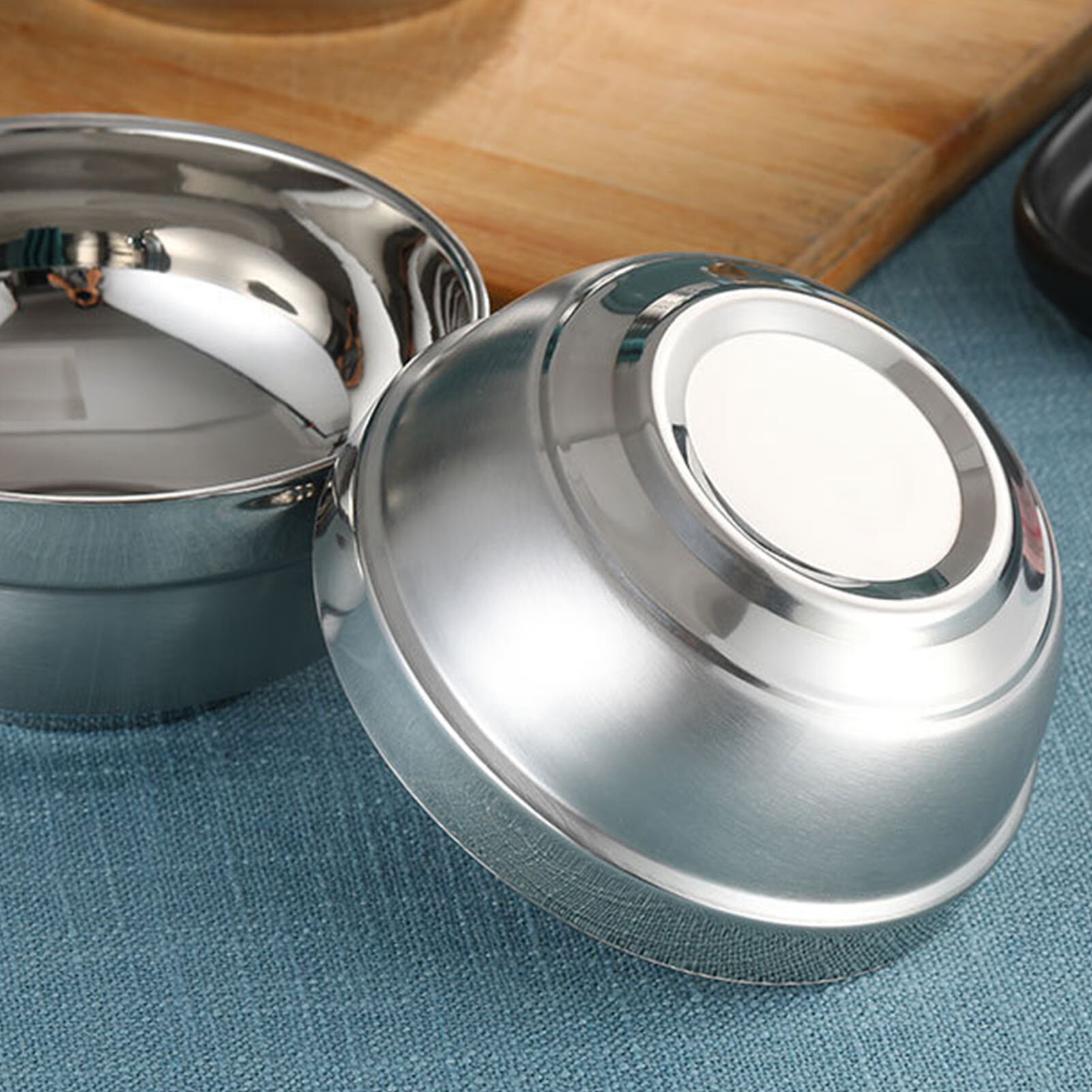 Двухслойная металлическая чаша, круглая чаша большой емкости, многофункциональная миска для смешивания для общежития, домашней столовой