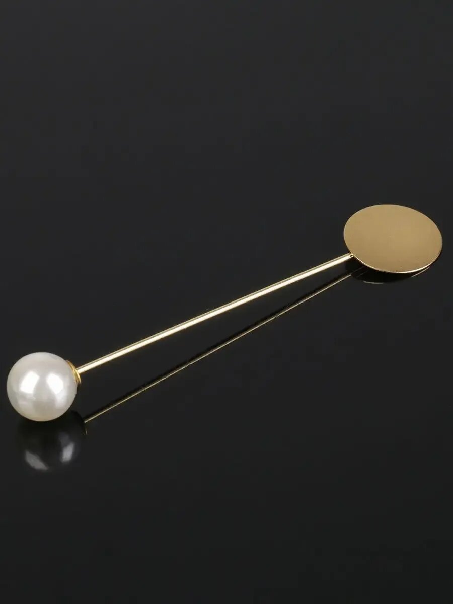 Основа "Брошь-игла" с бусиной d 1 см (набор 5шт)