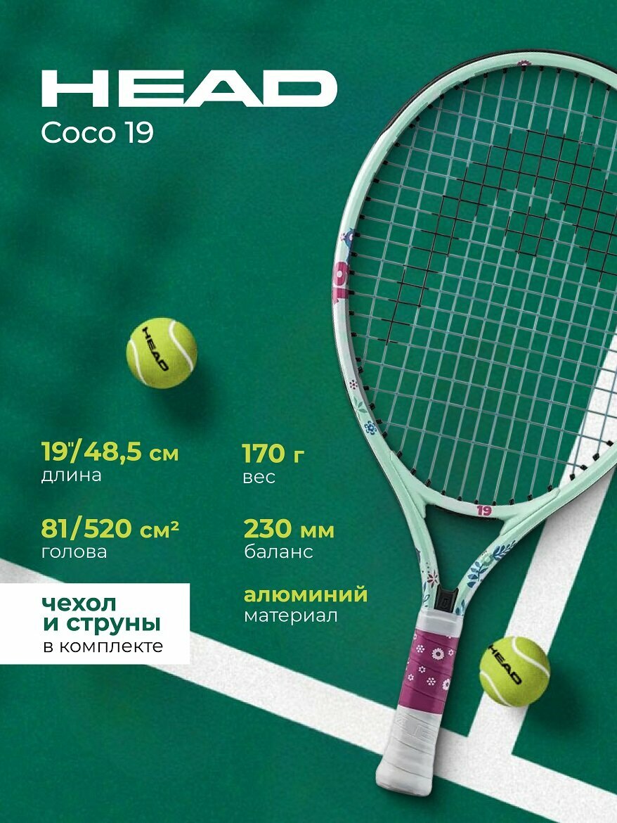 Ракетка Head Coco 19 бирюзовый 100% Алюминий 235834SC05
