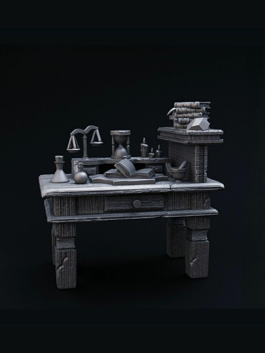 Террейн стол алхимика, фэнтези игровые фигурки для раскрашивания (высота 37мм, длина 37мм, ширина 23мм)