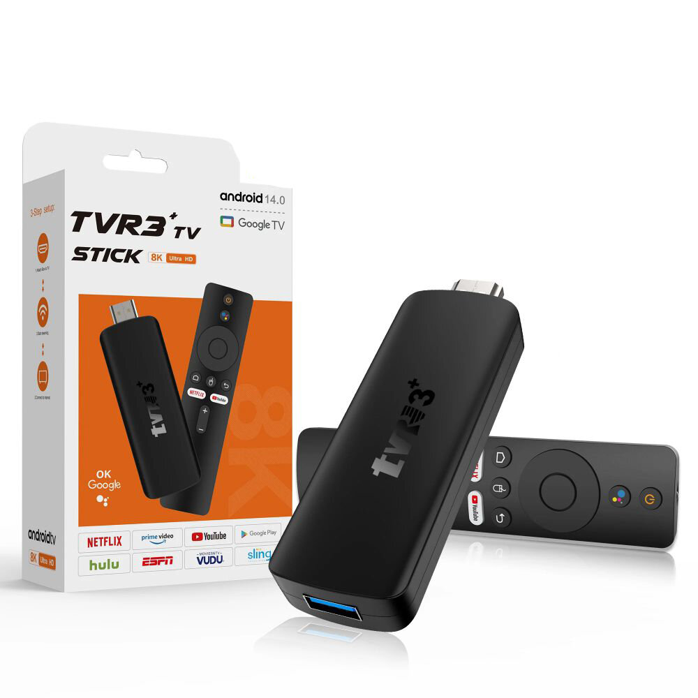 TVR3+ Android 14 Mini Smart TV Stick с двухсистемным интерфейсом UI, чипом Rockchip RK3518 2G16G HD 8K HDR10+ Wifi 6 TV Stick