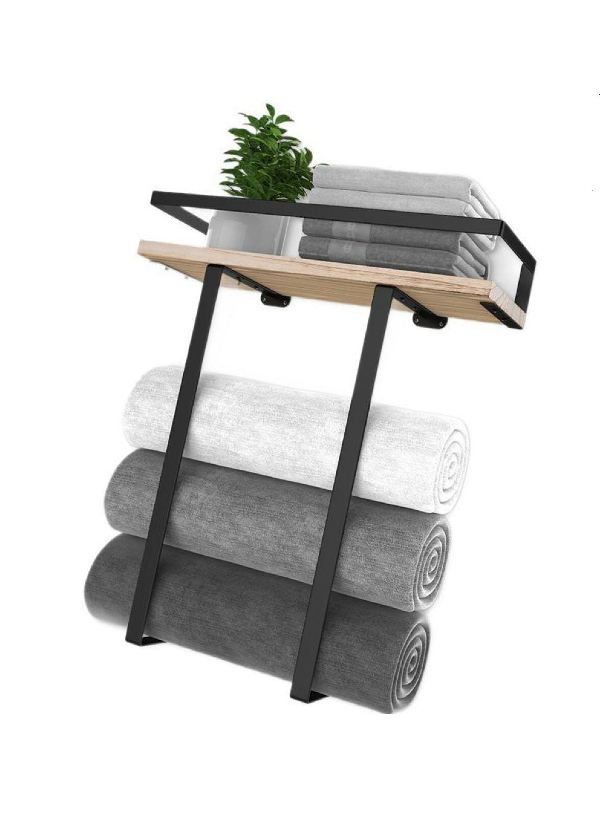 Стеллаж для ванной, Настенная вешалка для полотенец ванная комната вешалка для полотенец из железного дерева стеллаж для хранения с ограждением вешалка для полотенец из массива дерева