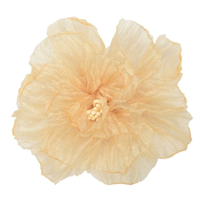 Винтаж кружева цветок органзы-выжигание края цветок ткань ремесло свадебное платье украшение DIY платье декор органза-цветок, кремовый цвет