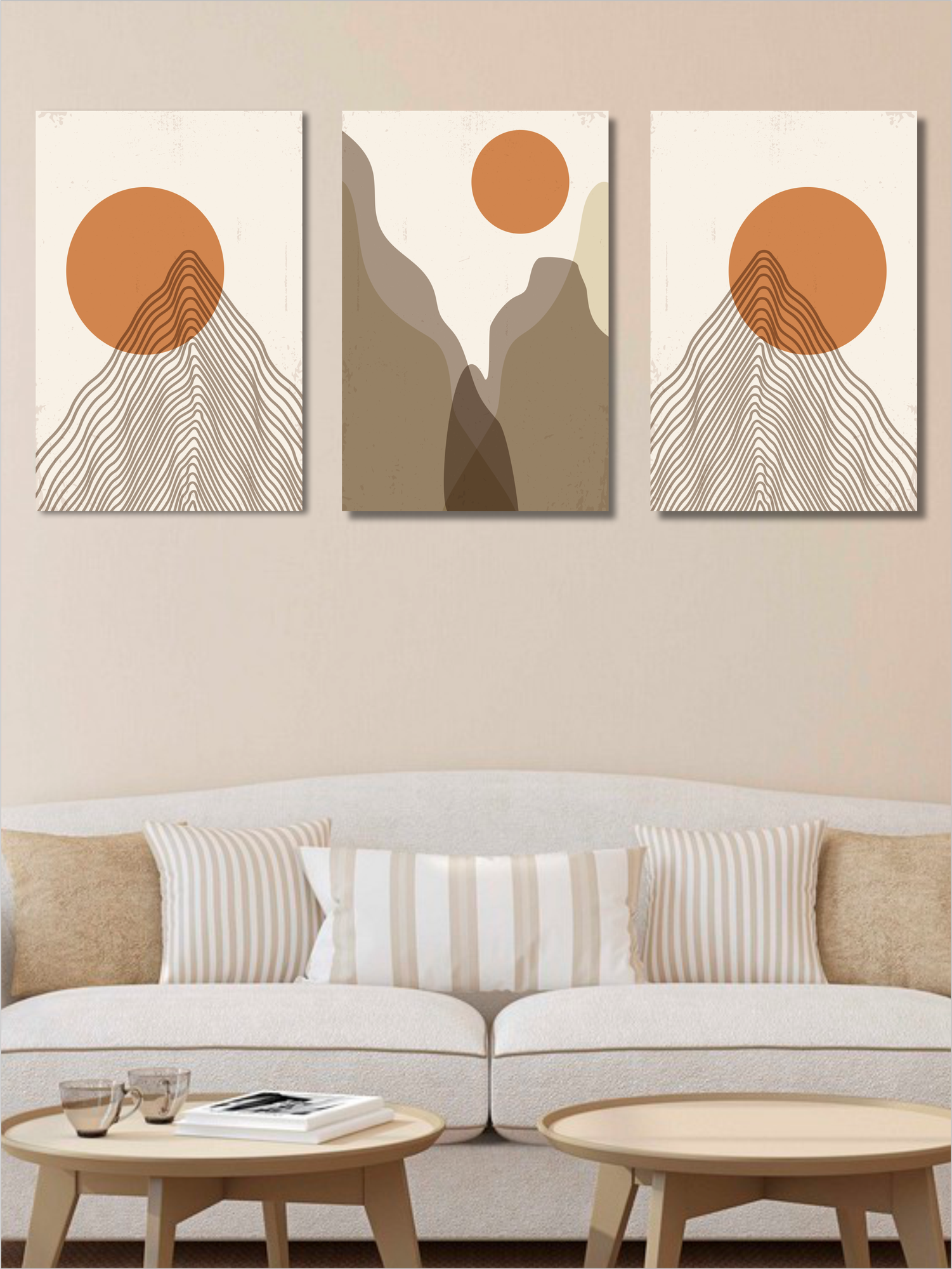 Модульная картина для интерьера на стену, Солнце в горах 40х60 см - 3 штуки на холсте на подрамнике