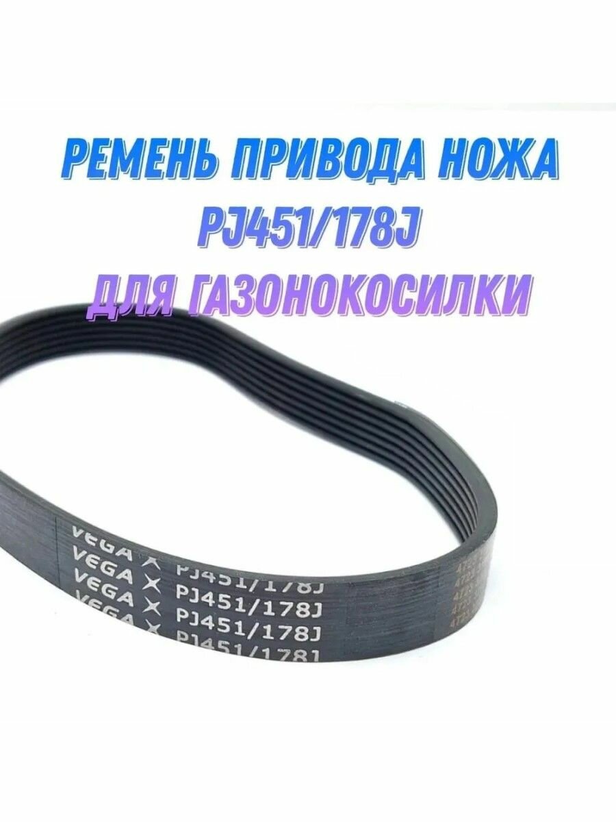 Приводной ремень привода ножа PJ451/178J (6PJ451) 6 ручьёв для газонокосилок.