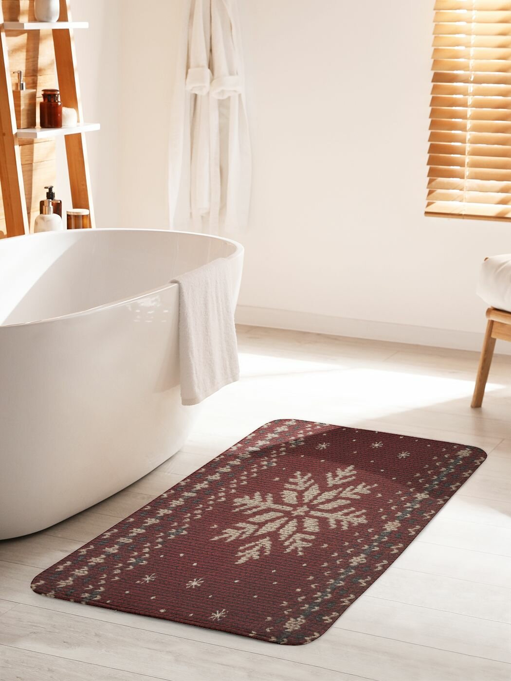 Коврик для ванной комнаты и туалета противоскользящий "Большая снежинка" 60х100 см, JoyArty, серия Новый год