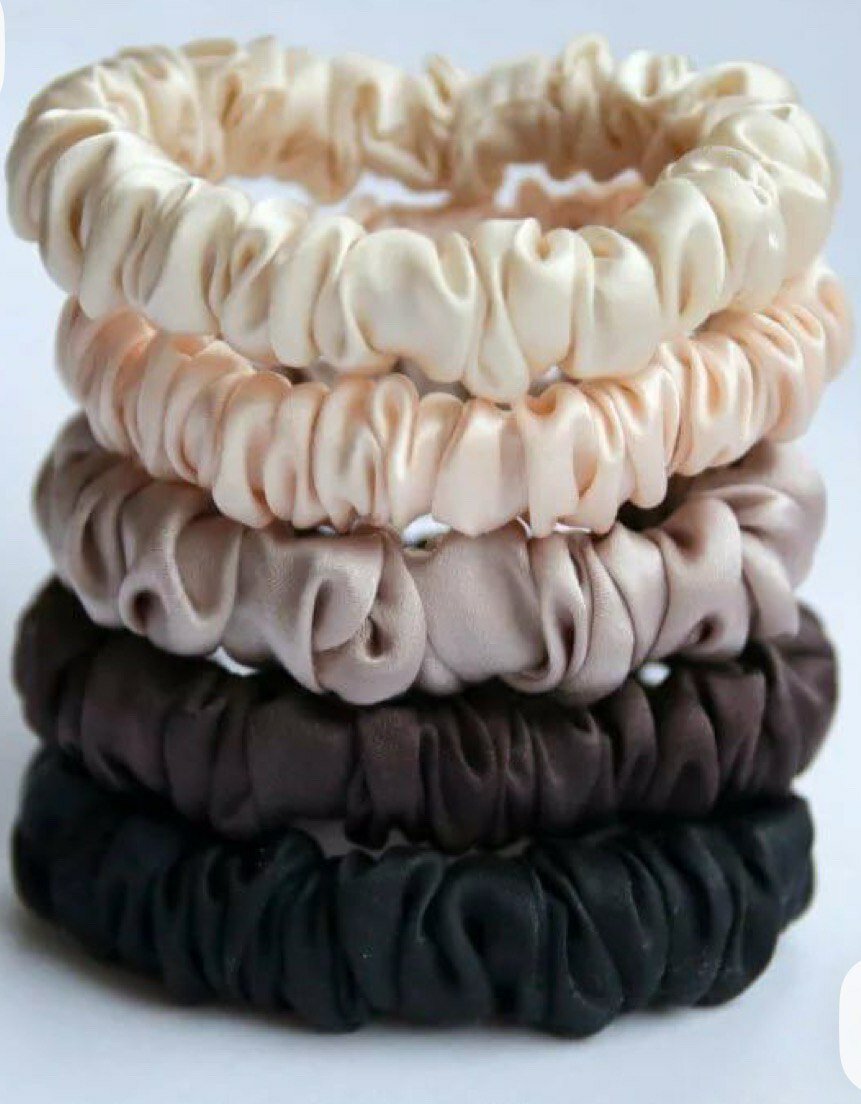 Шелковая резинка для волос, набор шелковые резинки женские, детские, 5 шт