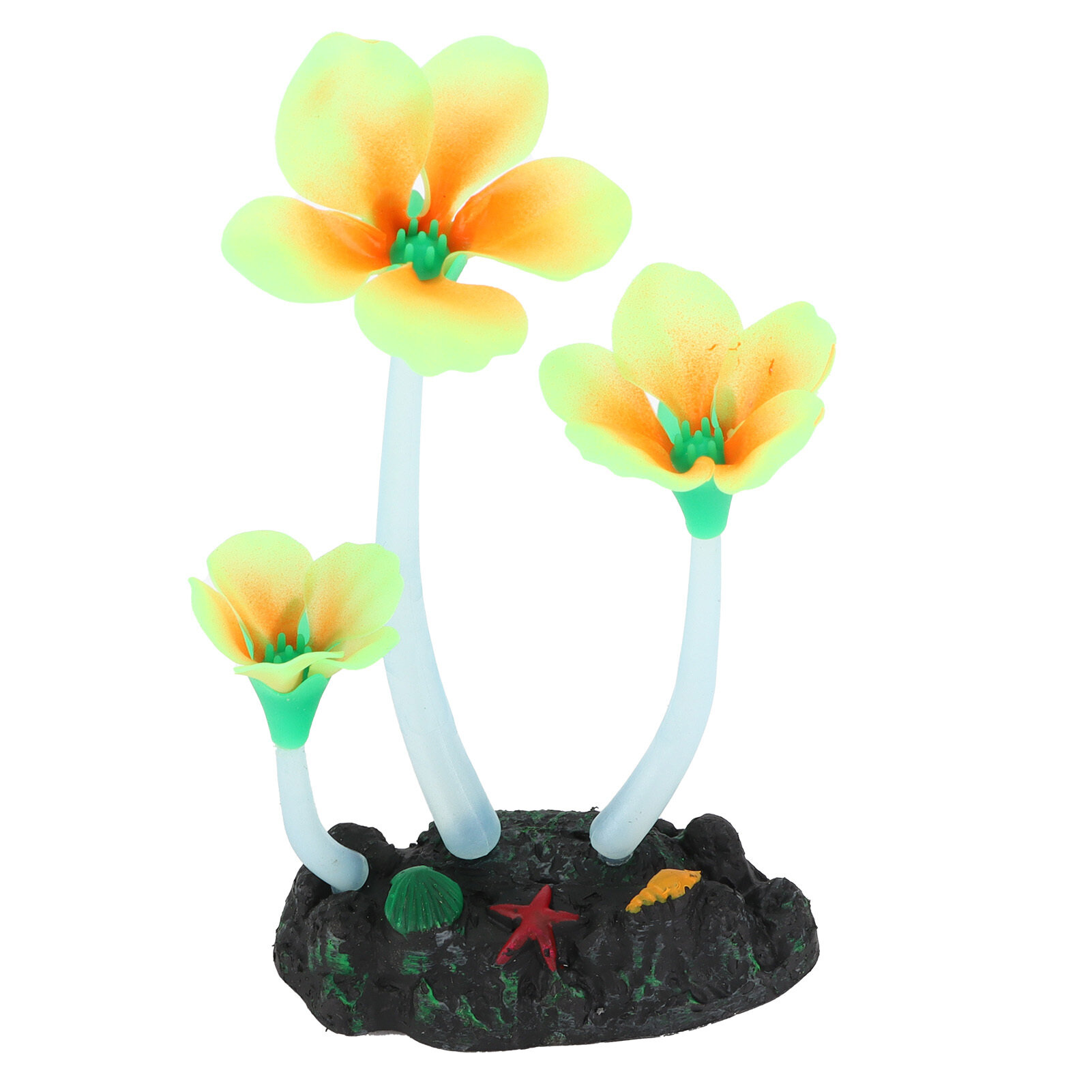 Искусственные аквариумные растения, реалистичные силиконовые цветные светящиеся кораллы для украшения аквариума с рыбками, оранжево-желтые