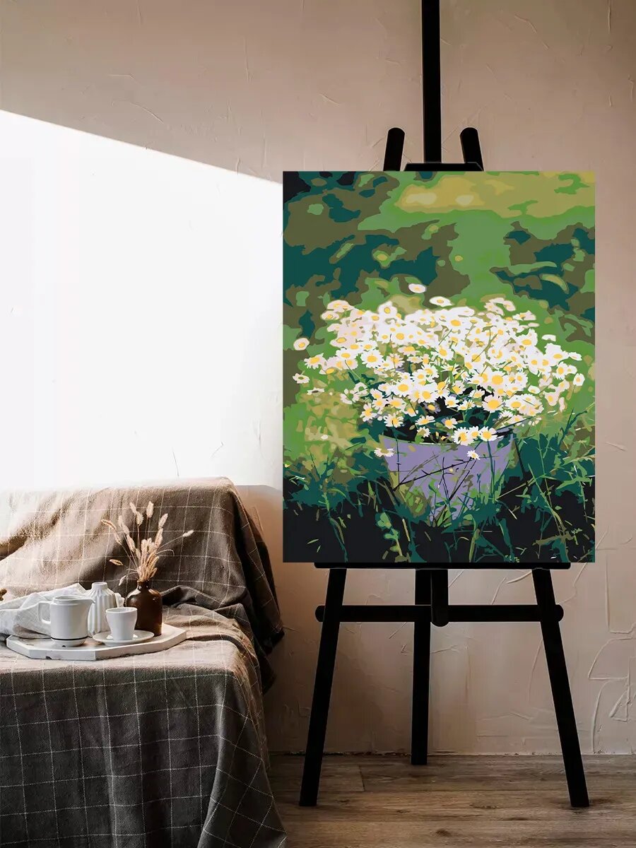 Картина по номерам Ромашки Ваза Поляна Цветы Растения Букет