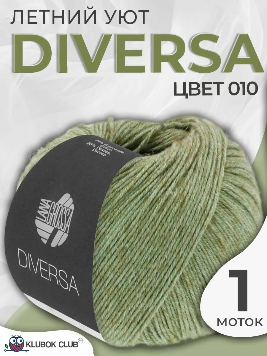 Пряжа для вязания Lana Grossa Diversa хлопковая, цвет 010, 1 моток