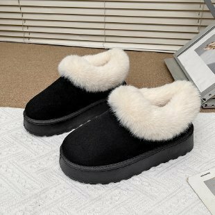 Большие зимние ботинки для женщин 2025 года, новые зимние меховые ботинки с бархатом, толстые теплые хлопковые ботинки с толстой подошвой, увеличивающие рост