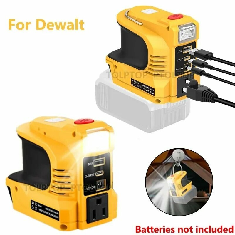 Адаптер для аккумуляторов Dewalt 20 V литий-ионных аккумуляторов мощностью 180 Вт с USB и быстрой зарядкой Type-C, зарядное устройство постоянного тока 20 В в переменный ток, инвертор 220V