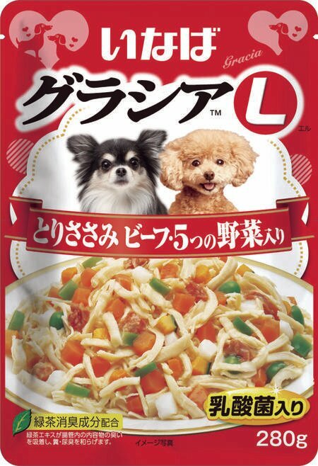 INABA Gracia L 280 г консервы для собак куриное филе с говядиной и овощами 1х6