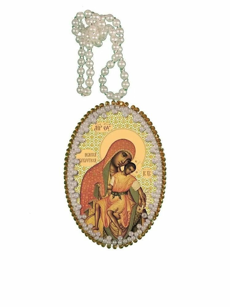 Nova Sloboda. Набор для вышивания бисером двухсторонней подвески "Богоматерь Елеуса Киккская"