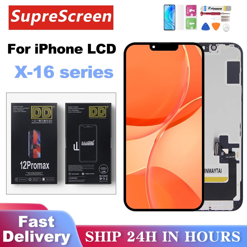 OLED для iPhone 16 15 11 12 13 мини ЖК-дисплей с цифровым преобразователем сенсорного экрана для iPhone 14 15 16 Pro Max 14 15 16 plus 16E Дисплей 14 Plus(Soft DD)