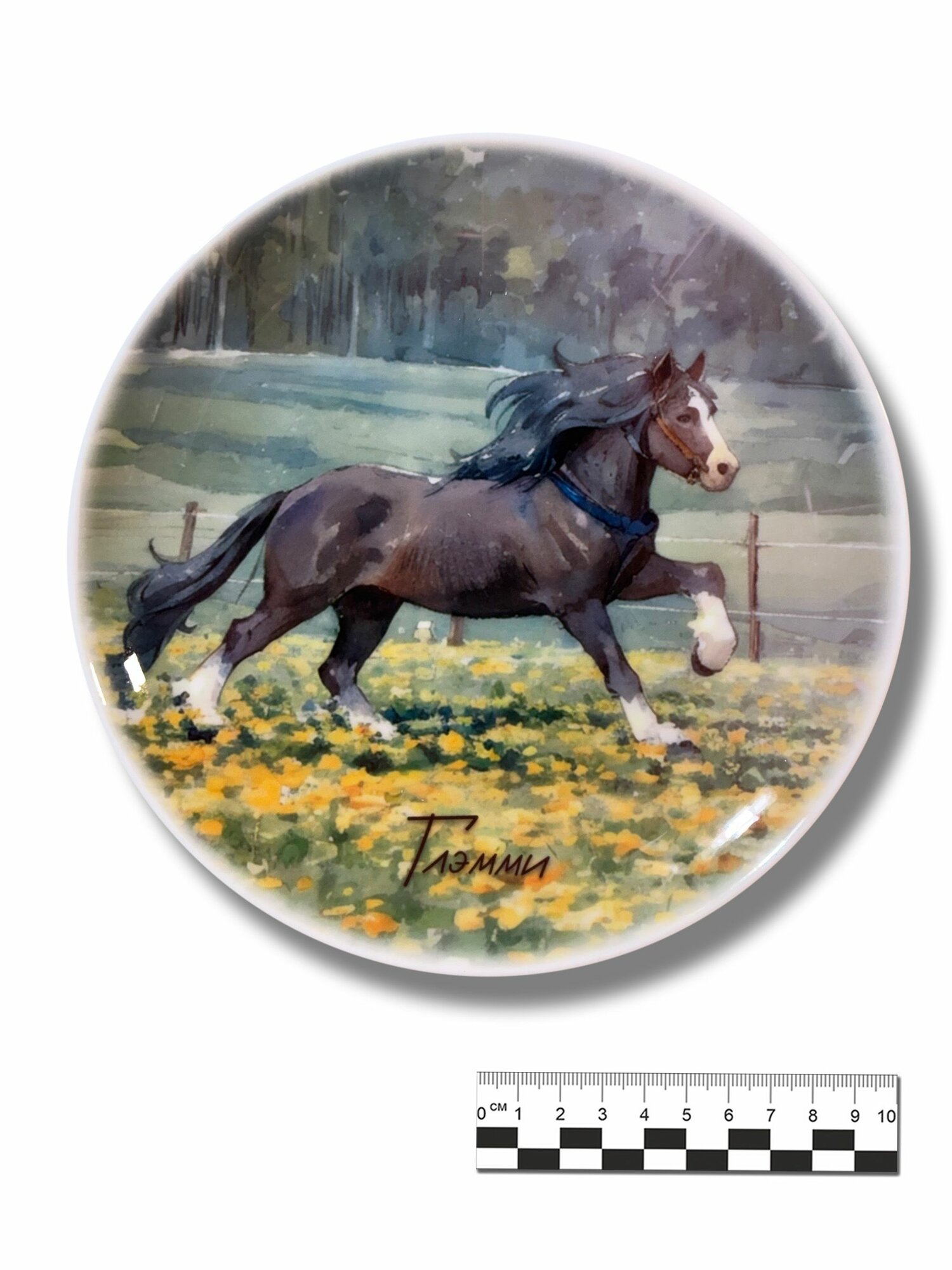 Декоративная тарелка с изображением лошади по кличке Глемми исп.1т