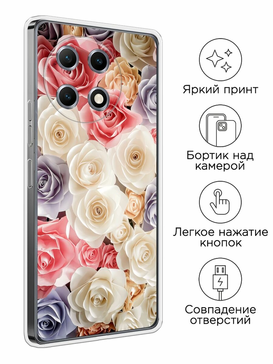 Чехол на Tecno Camon 30S / Текно Камон 30S с принтом "Пастельные розы" — фото 1