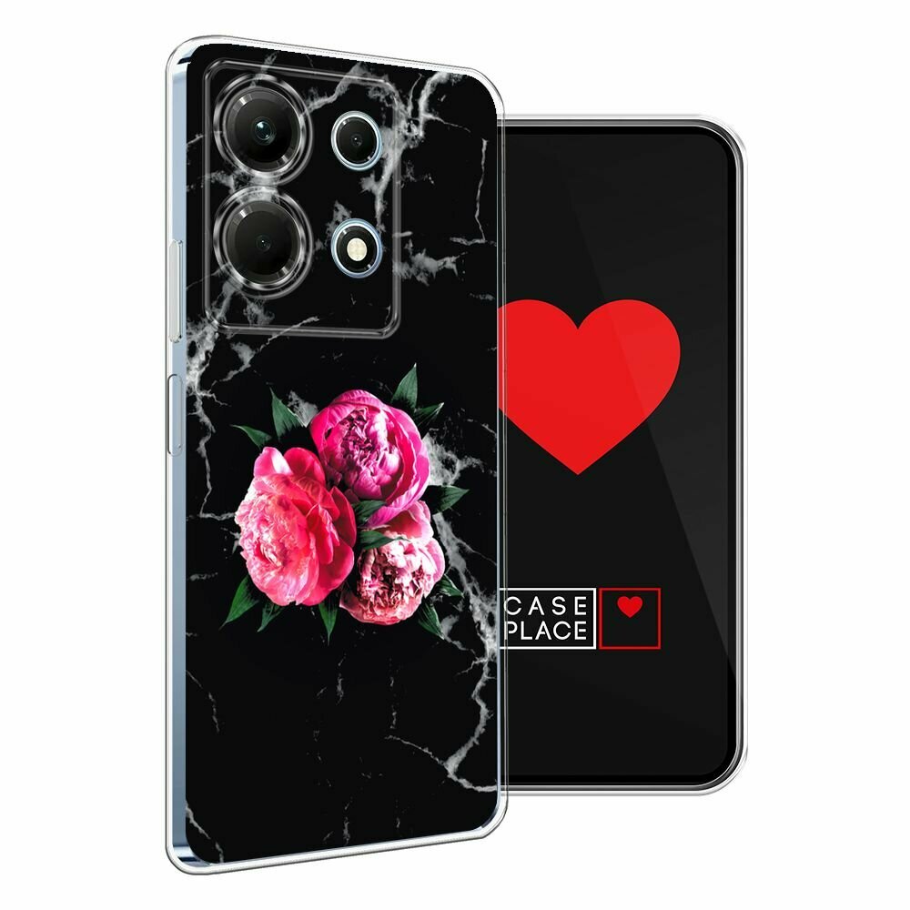 Чехол на Infinix Note 30 4G / Инфиникс Нот 30 4G с принтом "Букет на черном мраморе" — фото 1