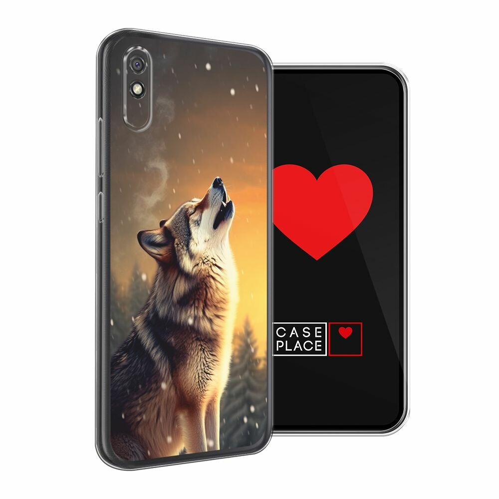 Чехол на Xiaomi Redmi 9A / Сяоми Редми 9А с принтом "Воющий волк" — фото 1