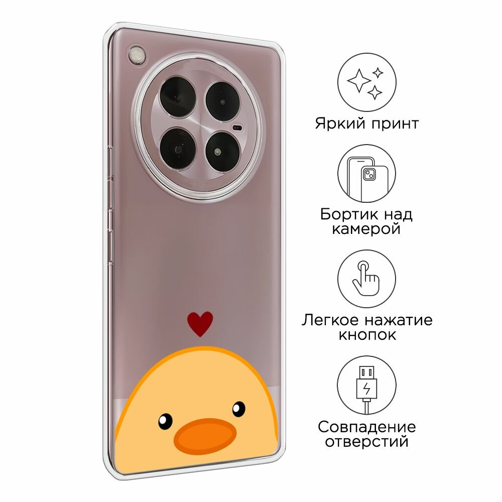 Чехол на Infinix Zero 40 4G / Инфиникс Зеро 40 4G с принтом "Влюблённая уточка - 14 февраля", прозрачный — фото 1