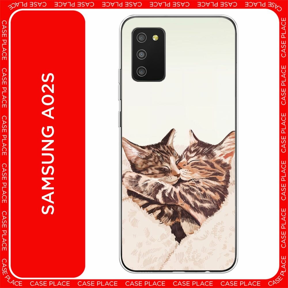 Чехол на Samsung Galaxy A02s / Самсунг Галакси A02s с принтом "Влюбленные котейки - 14 февраля"