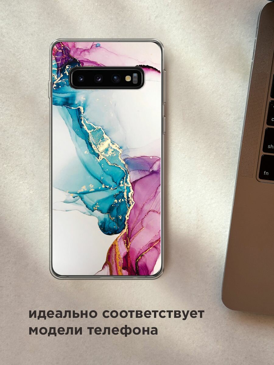 Чехол на Samsung Galaxy S10 + / Самсунг Галакси S10 Плюс с принтом "Розовые разводы рисунок" — фото 1