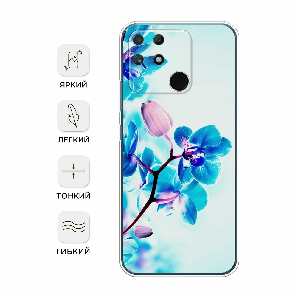 Чехол на Realme Narzo 50A / Реалми Нарзо 50A с принтом "Голубая орхидея" — фото 1