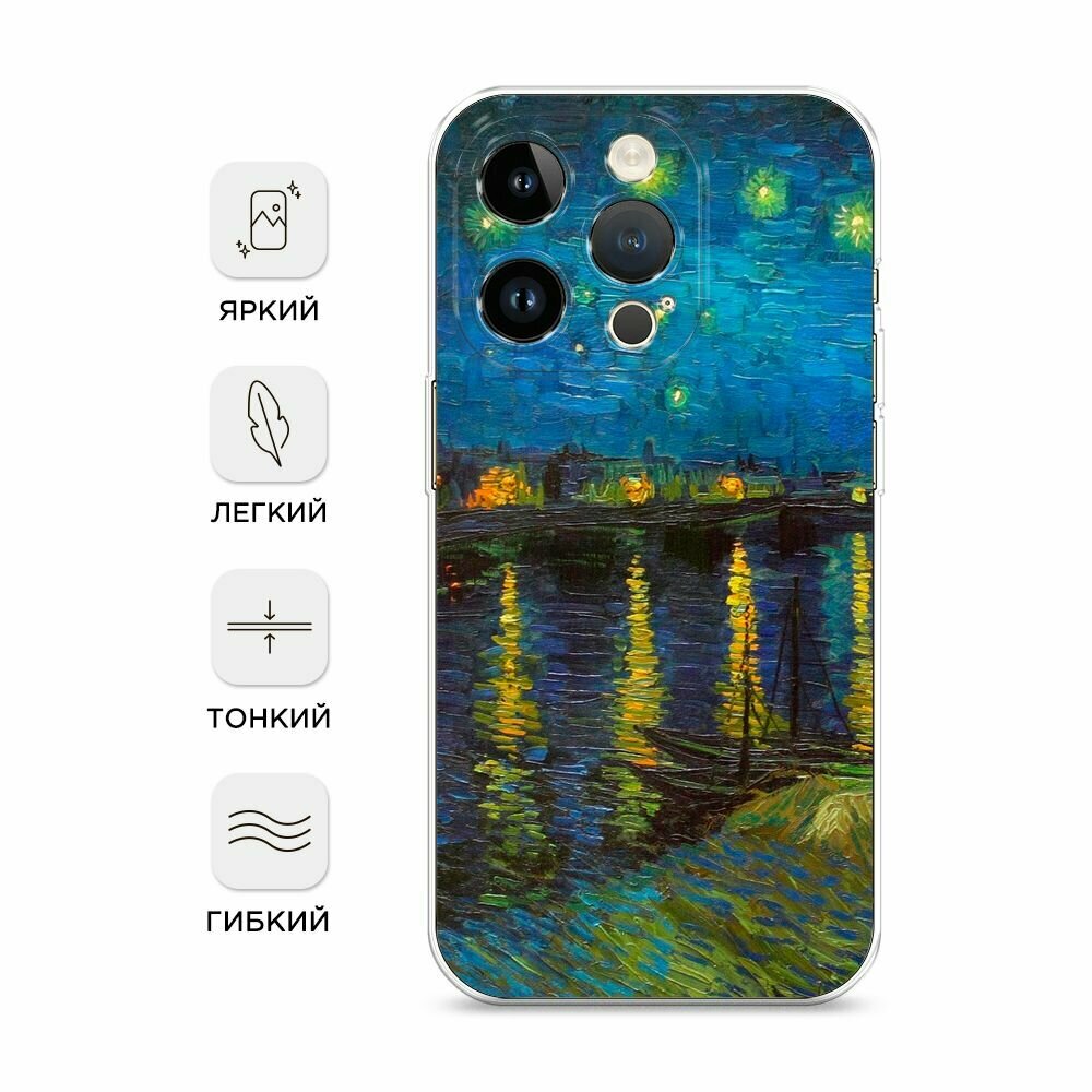 Чехол на Apple iPhone 14 Pro / Айфон 14 Про с принтом ночь над Роной — фото 1
