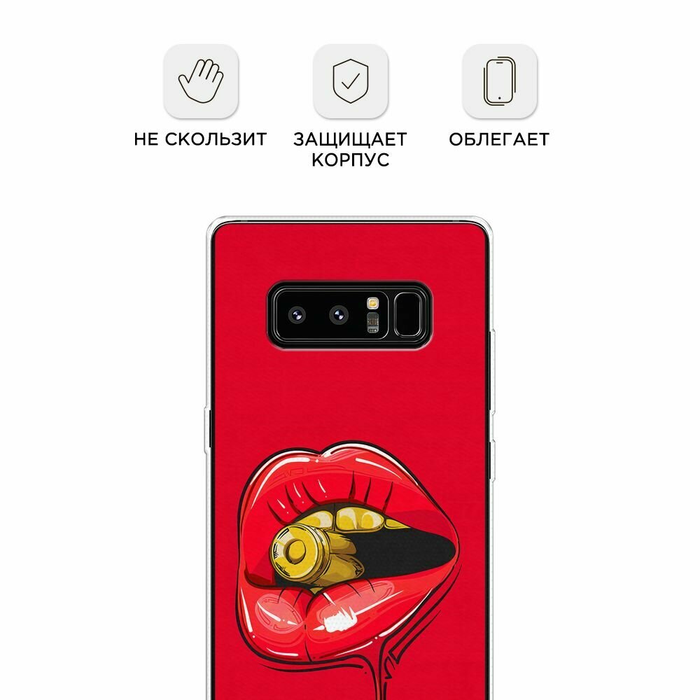 Чехол на Samsung Galaxy Note 8 / Самсунг Галакси Нот 8 с принтом губы и пуля 1 — фото 1
