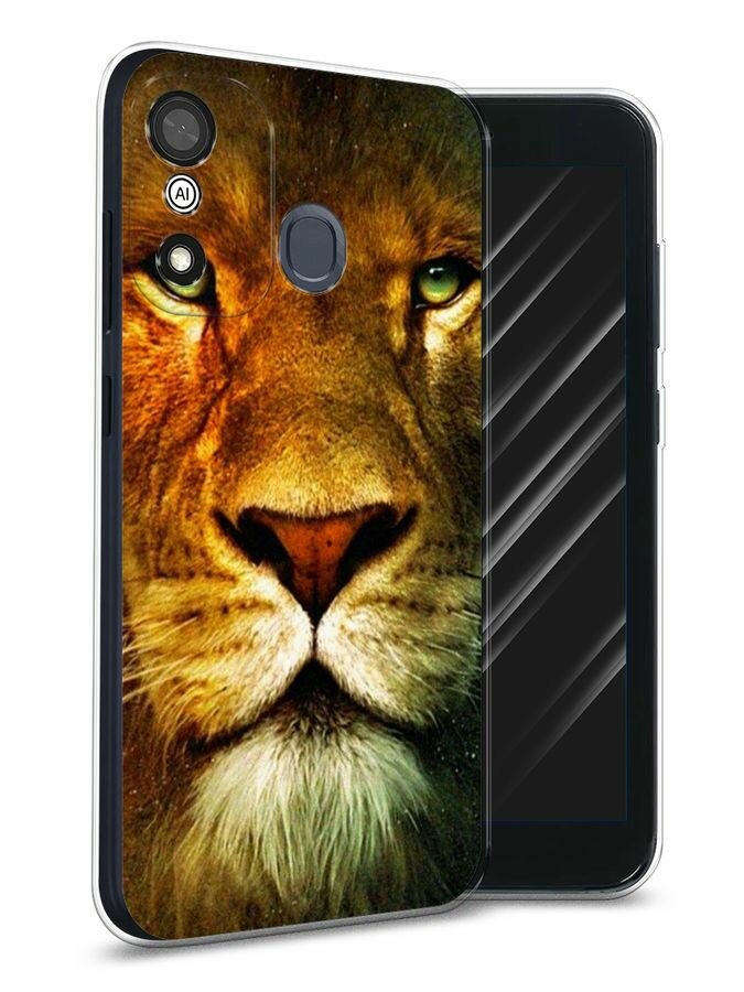 Силиконовый чехол на Itel A27 / Ител А27 с принтом "Лев арт 8"